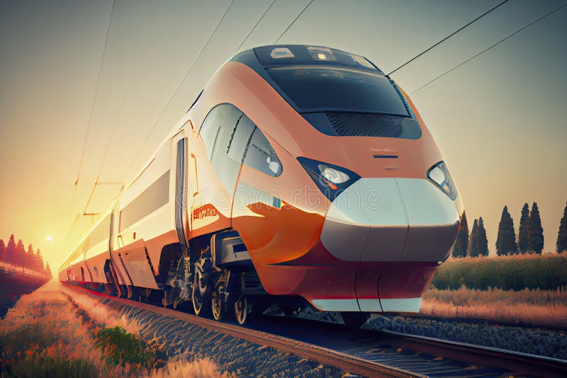 Futuristic High-speed Express Passenger Train. Logistics of the Future ...