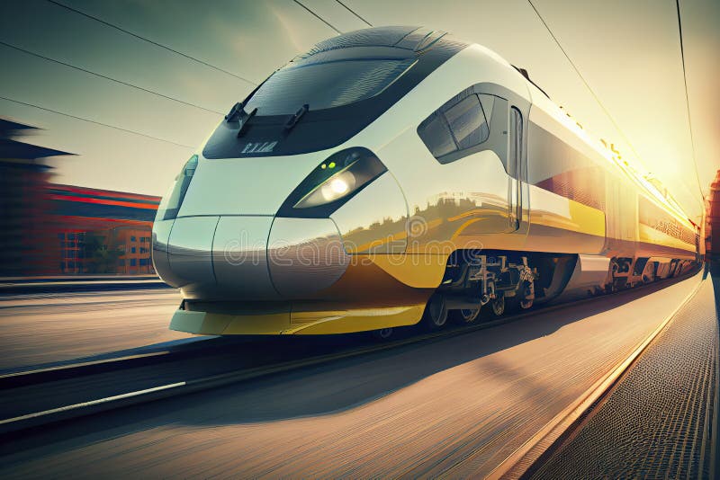 Futuristic High-speed Express Passenger Train. Logistics of the Future ...