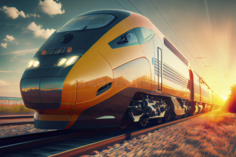 Futuristic High-speed Express Passenger Train. Logistics of the Future ...
