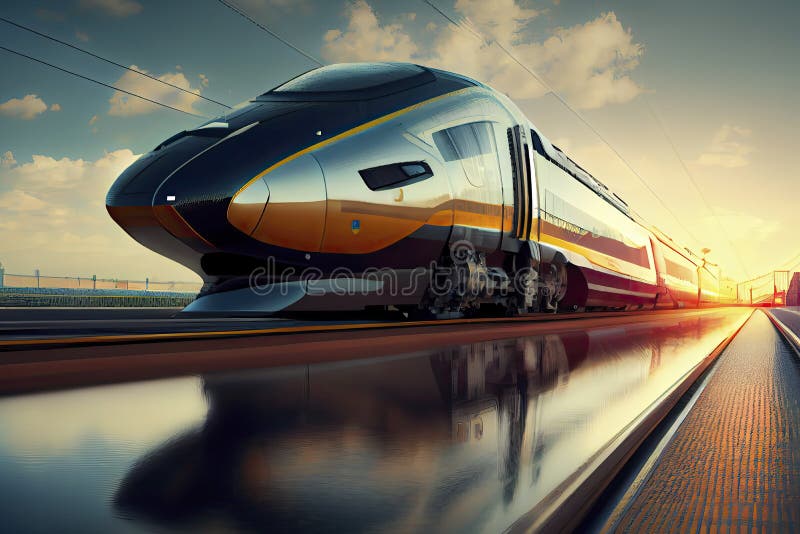 Futuristic High-speed Express Passenger Train. Logistics of the Future ...