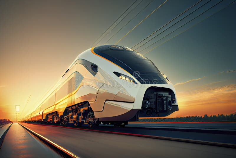 Futuristic High-speed Express Passenger Train. Logistics of the Future ...