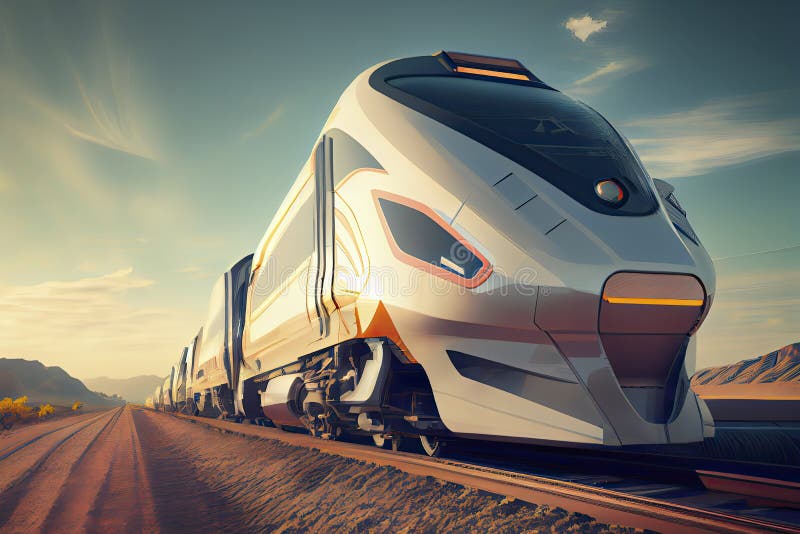 Futuristic High-speed Express Passenger Train. Logistics of the Future ...