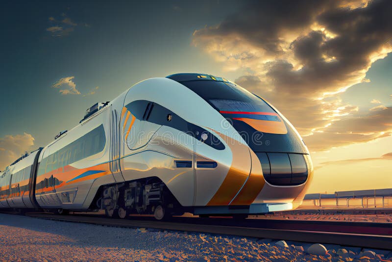 Futuristic High-speed Express Passenger Train. Logistics of the Future ...