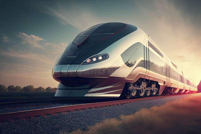 Futuristic High-speed Express Passenger Train. Logistics of the Future ...