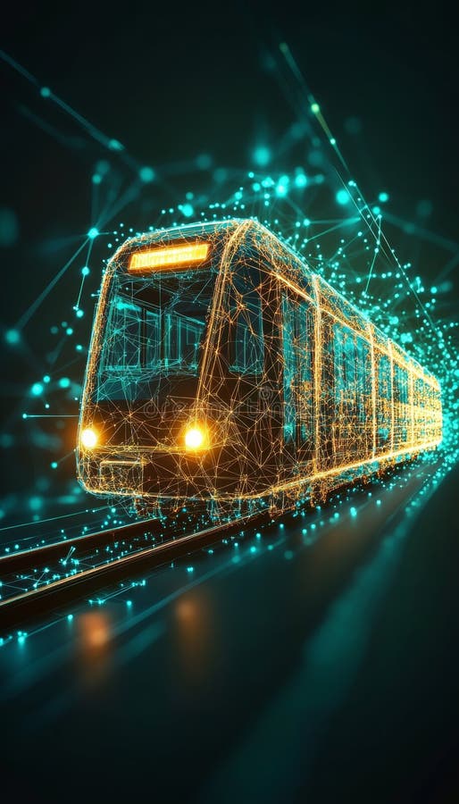 Futuristic High-Speed Train with Abstract Network Connection ...