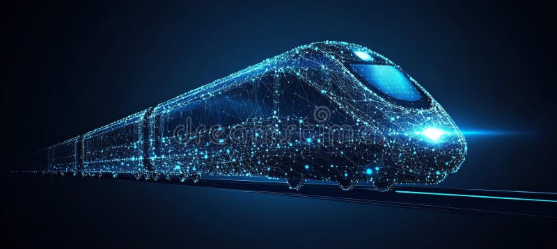 Futuristic High-Speed Train with Glow Lines, Transportation Technology ...