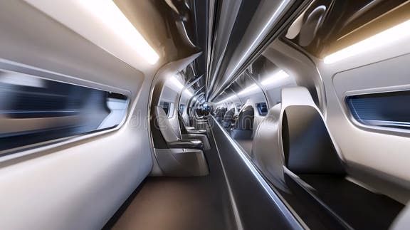 Futuristic High Speed Train Interior Design Concept Stock Illustration ...