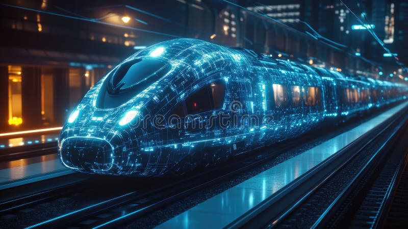 Railway and Digital Space, 3d Rendering Stock Illustration ...