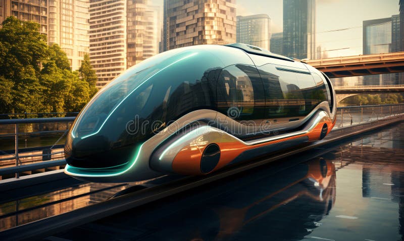 A Futuristic High-speed Train in a Modern City. the Minimalist ...