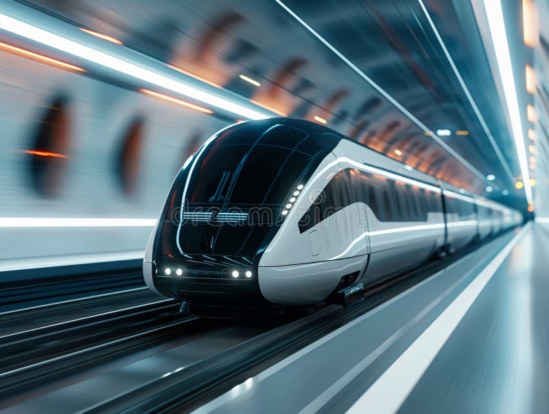 Futuristic High-Speed Train in Motion Stock Image - Image of speed ...