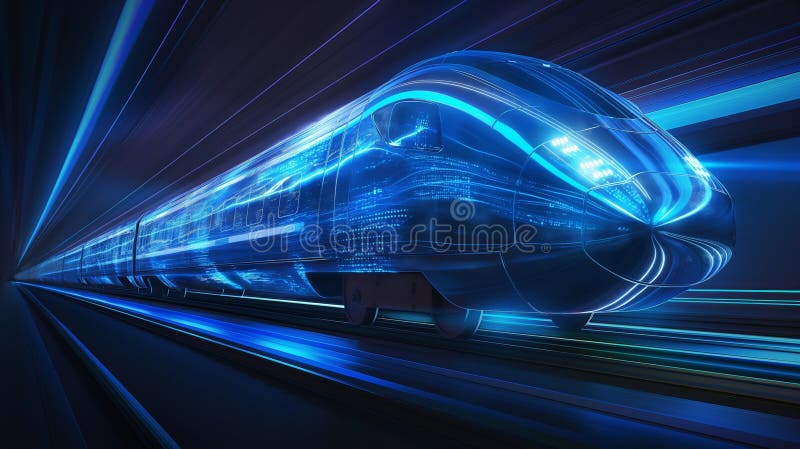 Futuristic High-Speed Train in Motion Stock Image - Image of train ...