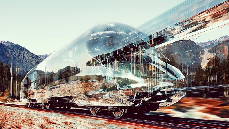 Futuristic High-speed Train in Mountain Landscape Stock Photo - Image ...
