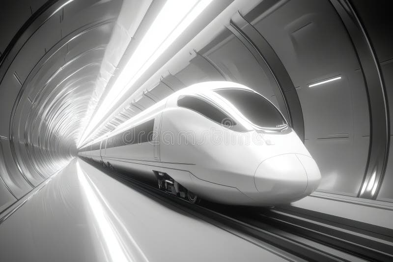 Futuristic High Speed Train Moving through Modern Tunnel Stock Image ...