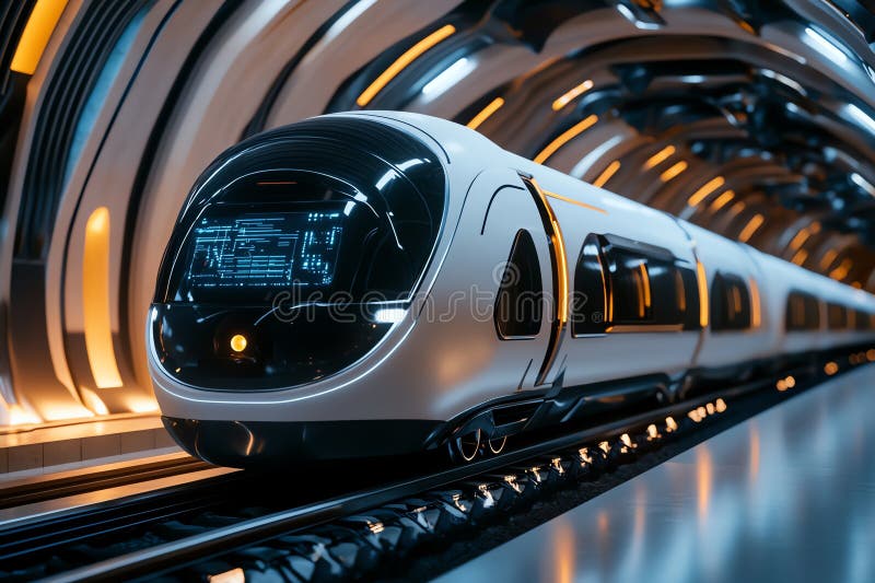 Futuristic High-speed Train in a Sleek, Modern Underground Station ...