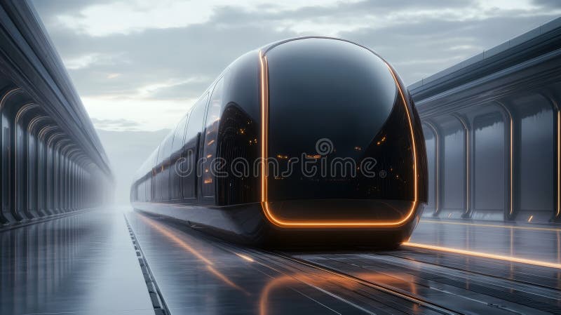 Futuristic High-speed Train Traveling through a Sleek, Modern Tunnel ...