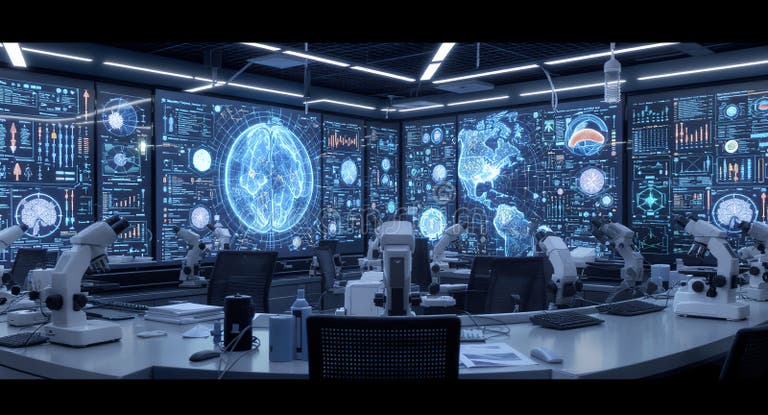 High-tech Biomedical Research Laboratory with Advanced Microscopes and ...