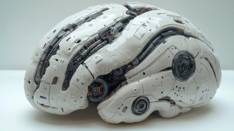 Futuristic High-Tech Brain Structure Generative AI Stock Illustration ...