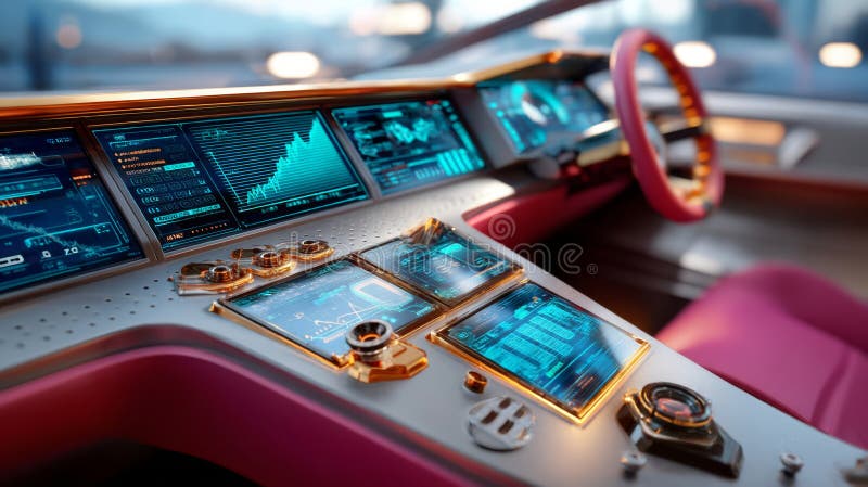 Futuristic High-tech Car Dashboard with Digital Interfaces and ...