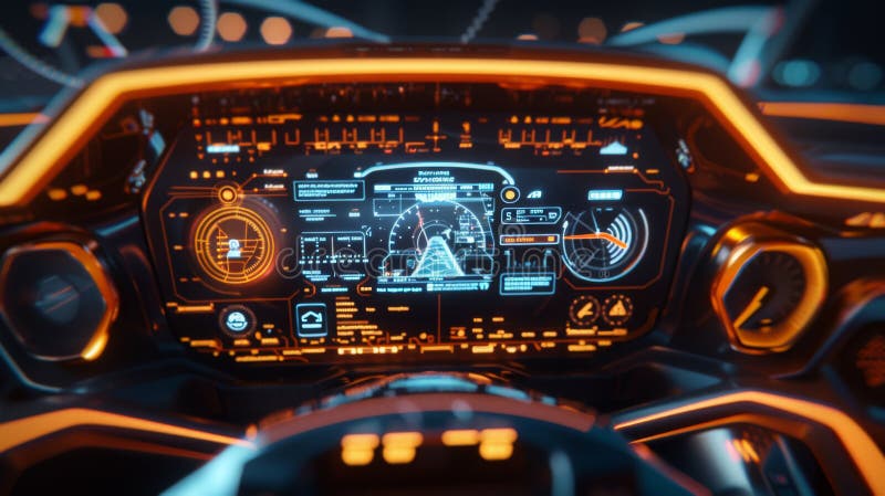 Futuristic High-Tech Car Dashboard Display Stock Photo - Image of ...