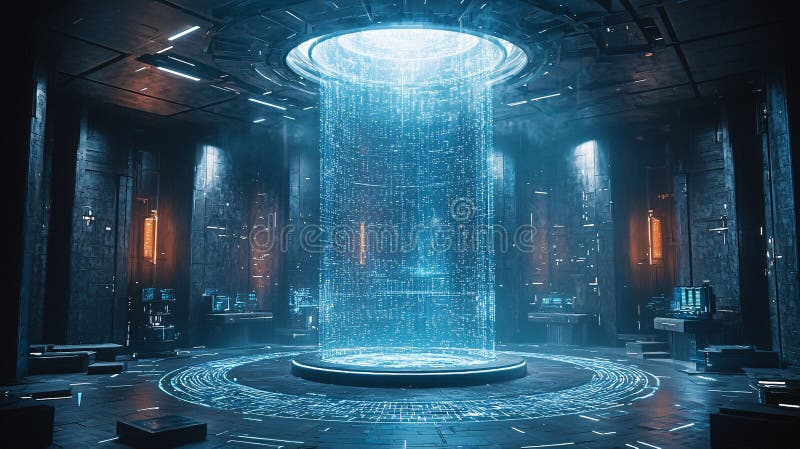 Futuristic Technological Indoor Scene Stock Illustration - Illustration ...