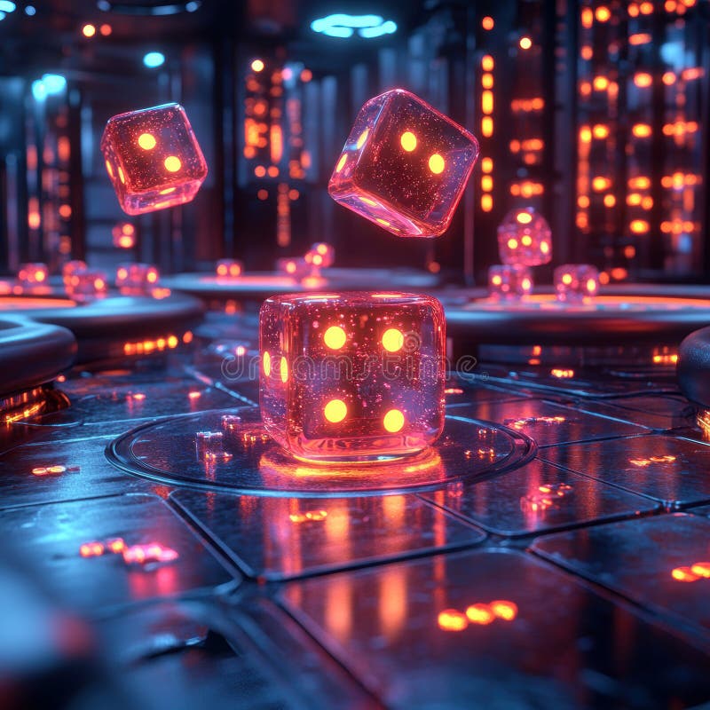 A Futuristic, High-tech Chamber with Luminescent Dice and Advanced ...