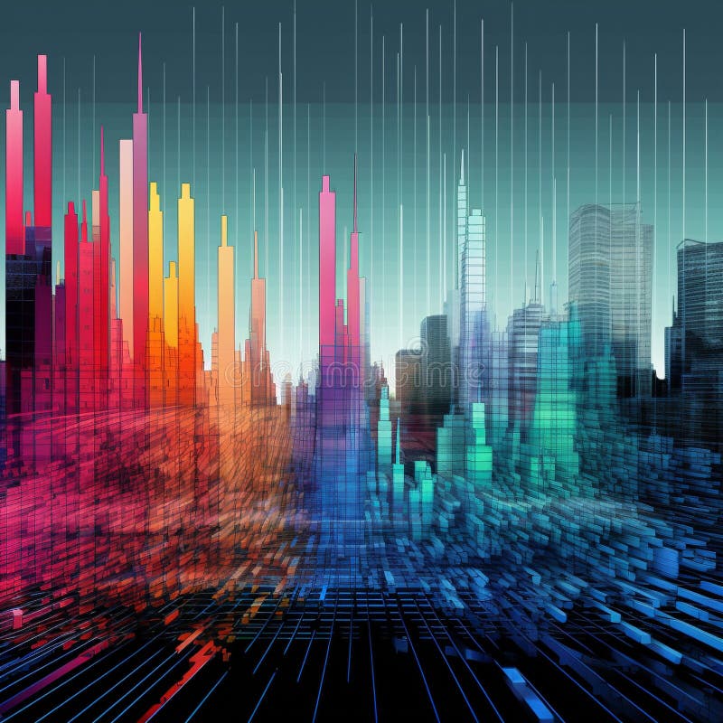 Futuristic High-Tech Cityscape with Dividend Graph Stock Image - Image ...