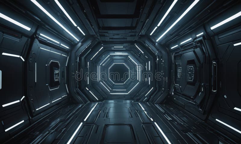 Futuristic, High-tech Corridor with Curved Ceiling and Walls ...