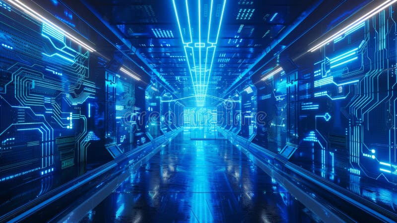 Futuristic High-Tech Corridor, Generative AI Stock Image - Image of ...