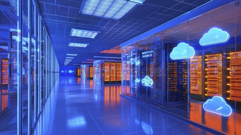 Futuristic High-tech Data Center with Glowing Servers and Modern ...