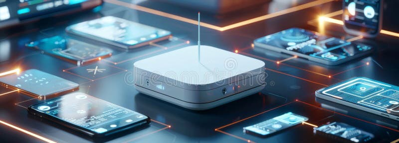 Futuristic High-tech Devices on a Glowing Surface with Advanced ...