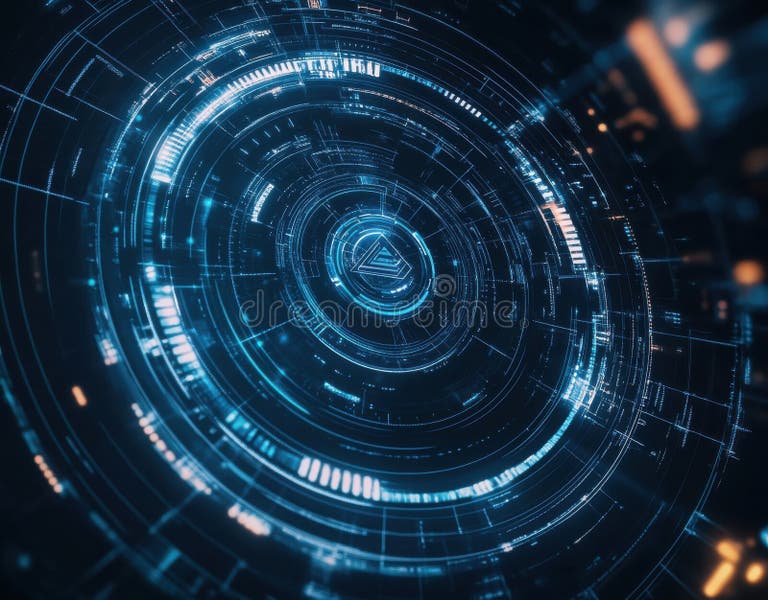 Futuristic High-tech Digital Interface with Glowing Cyber Elements and ...