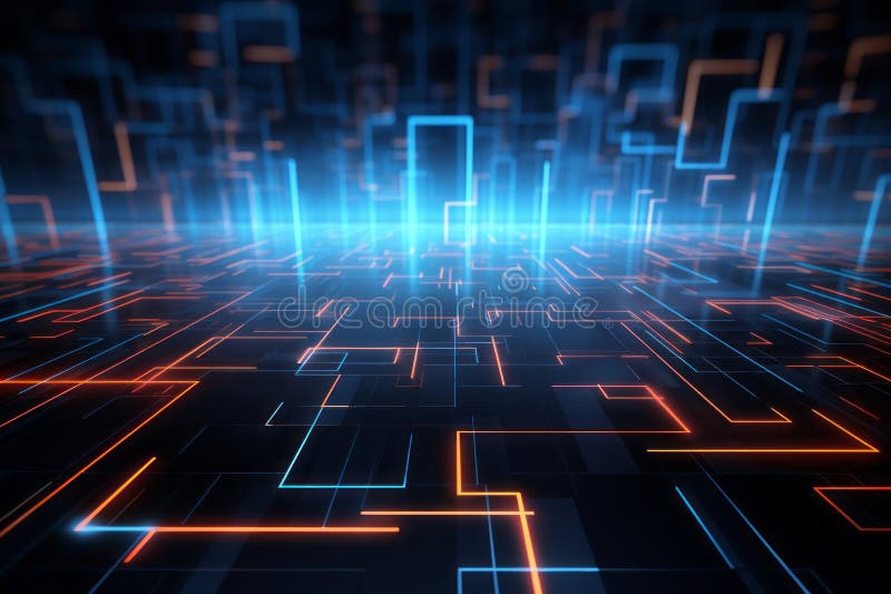 Futuristic and High-tech Digital Lines and Patterns Stock Illustration ...