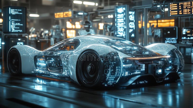 Futuristic High-Tech Electric Car in a Sci-Fi Setting Generative AI ...