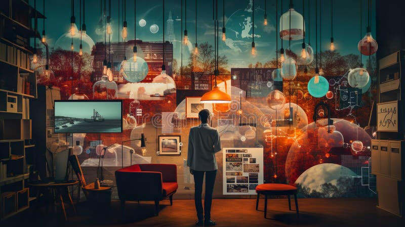 Futuristic High Tech Fast Paced Corporate Environment and Business ...