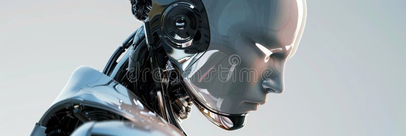 Futuristic High-Tech Humanoid Robot with Complex Details and Metallic ...