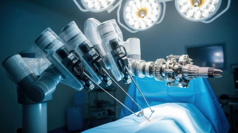 A Surgical Robot Performing a Minimally Invasive Procedure. Stock Illustration - Illustration of ...