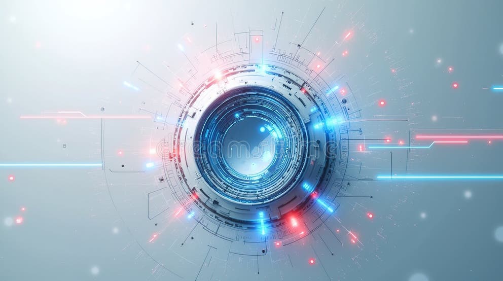 Futuristic High-Tech Interface Design with Glowing Central Hub and ...