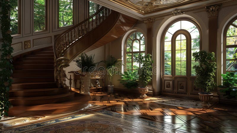 Futuristic High-Tech Interior Design. Fantasy Architecture Concept ...