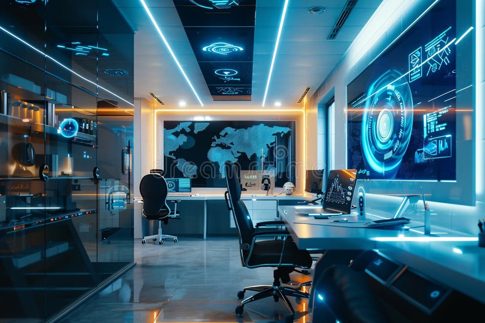 Futuristic High-Tech Laboratory with Advanced Digital Interfaces Stock ...