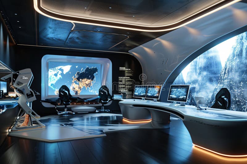 Futuristic High-Tech Laboratory with Advanced Digital Interfaces Stock ...