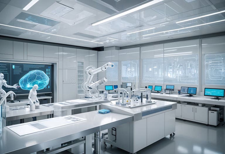 Futuristic High-Tech Laboratory with Advanced Technology Complex Data ...