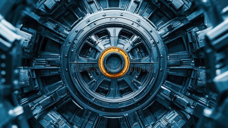 Futuristic High-Tech Machine Core with Metallic Details and Glowing Center Stock Photo - Image ...