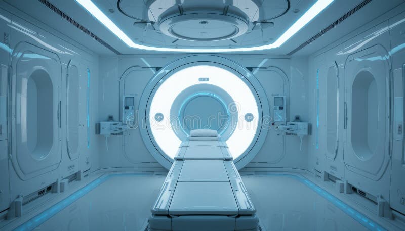 Futuristic High-tech Medical Scan Room with Glowing Lights Stock ...