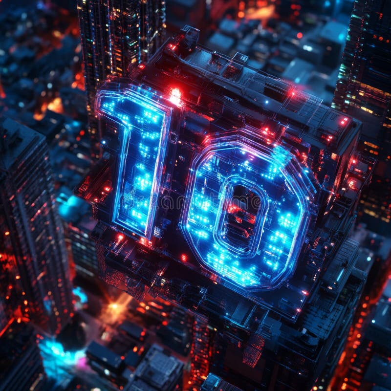 Futuristic High-Tech Number Display Stock Illustration - Illustration ...