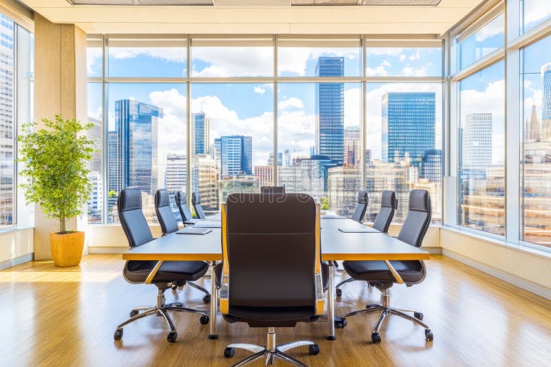 Futuristic High-Tech Office Environment with Bright Natural Lighting ...