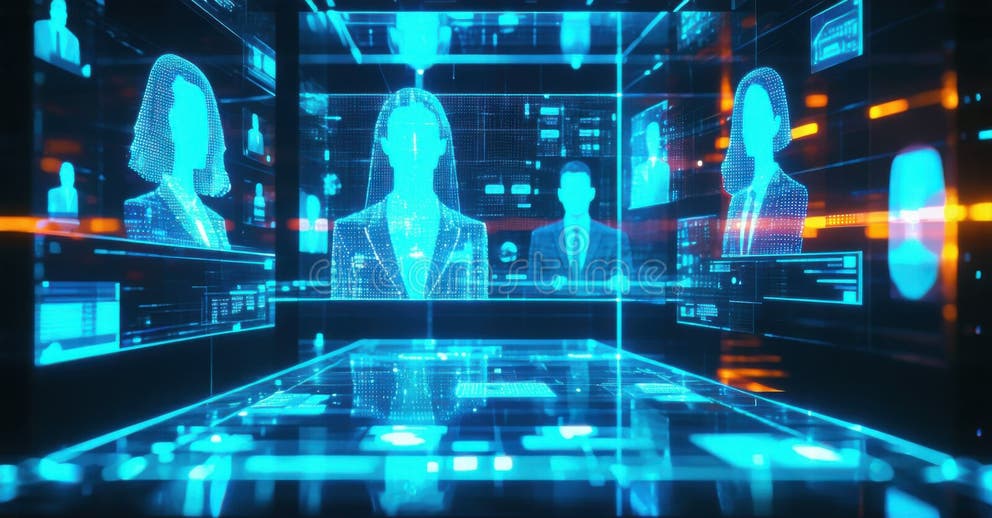 Futuristic High-tech Office with Professionals Working on Advanced ...