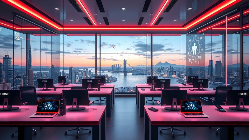 Futuristic High Tech Office Stock Illustration - Illustration of ...