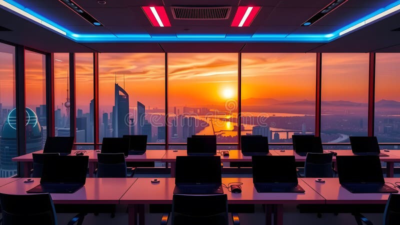 Futuristic High Tech Office Stock Illustration - Illustration of ...