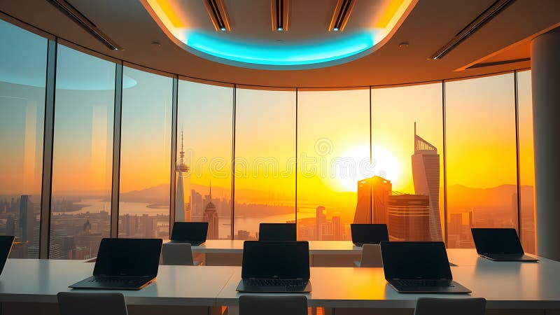 Futuristic High Tech Office Stock Illustration - Illustration of ...
