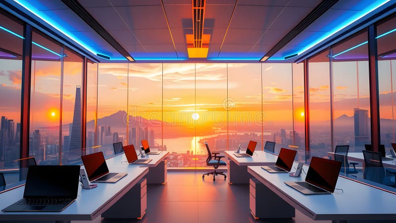 Futuristic High Tech Office Stock Illustration - Illustration of ...